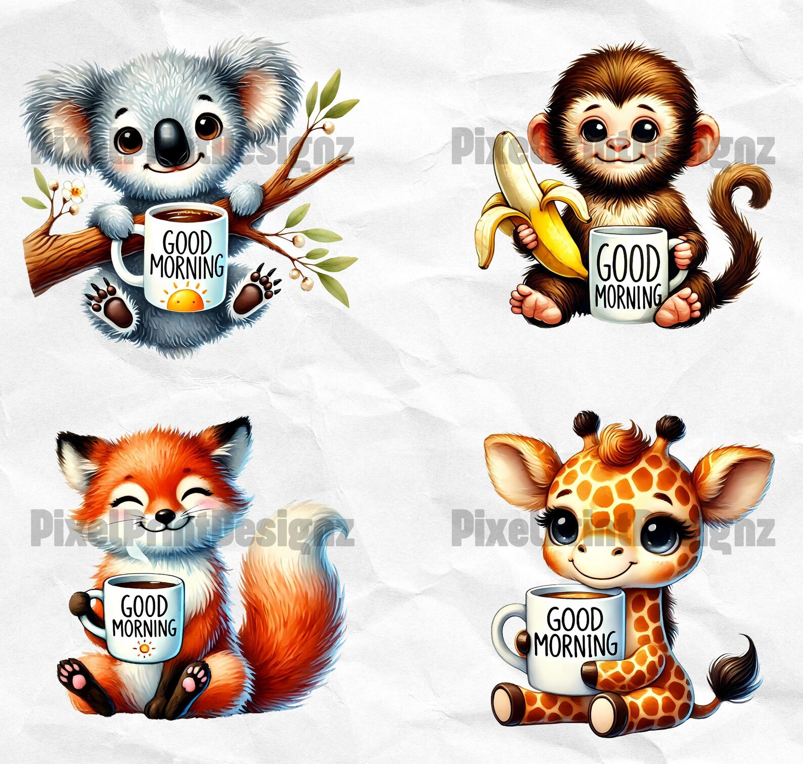Cute Coffee Animal Clipart Bundle Coffee Graphics Funny Relatable Clip ...