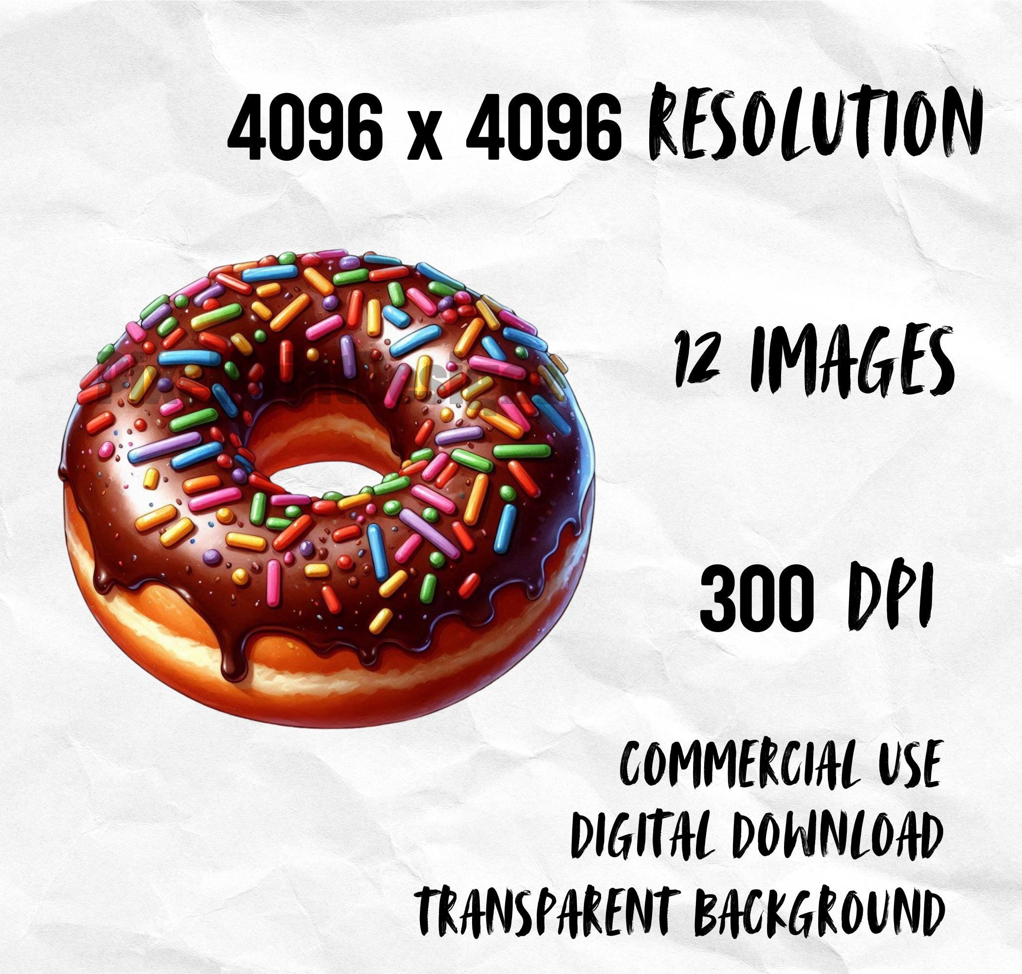 Donuts Clipart Bundle, Watercolor Transparent Background Cake Graphics ...