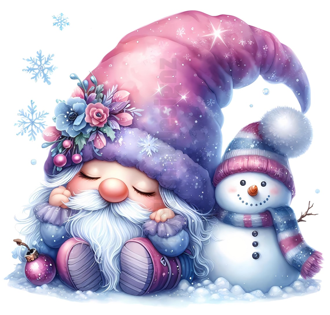 Cute Winter Gnomes Clipart Bundle, Watercolor Images, Adorable High ...