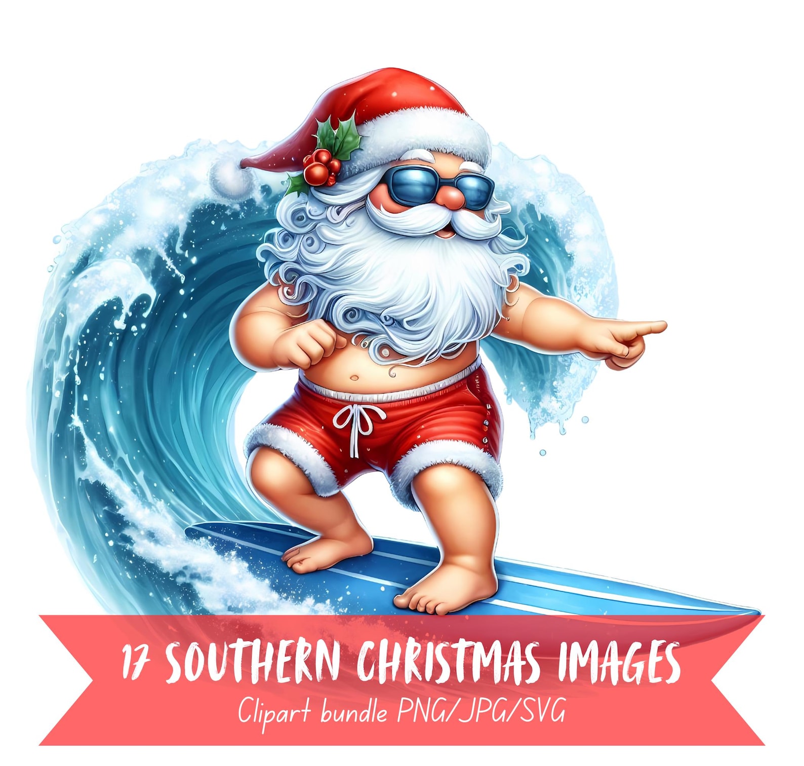 Southern Christmas Clip Art Bundle, Watercolor Images, Transparent ...