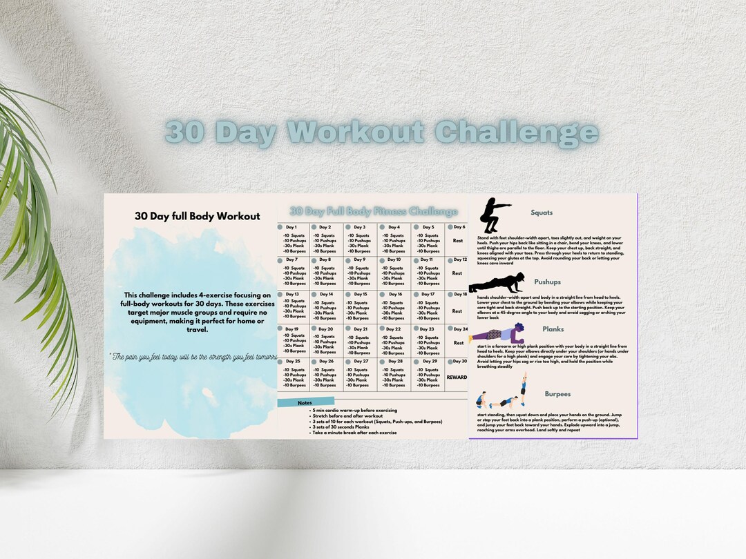 30 Day Full Body Fitness Challenge, Fitness Challenge,30 Day ...