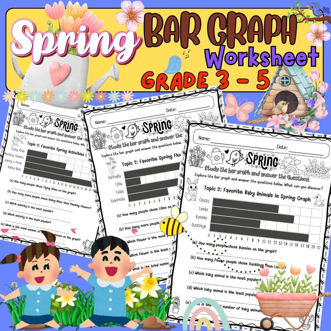Spring Bar Graph Activities | Data Analysis Worksheets | Grade 3-5 ...