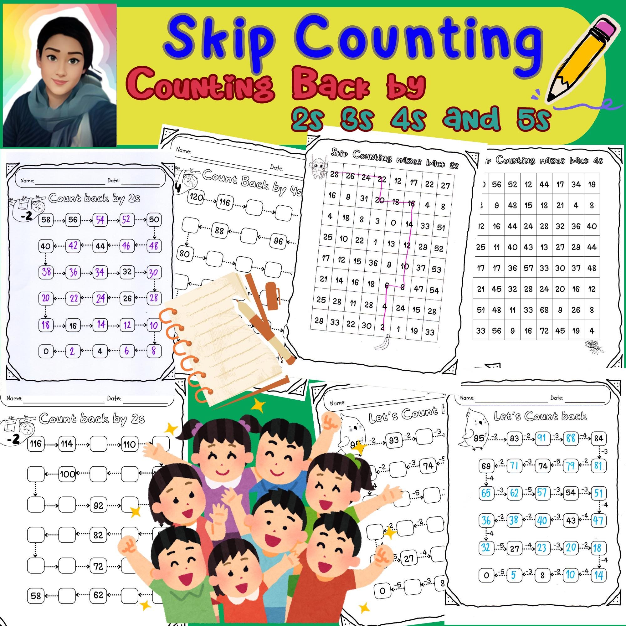 Skip Counting Back by 2 3 4 and 5 Worksheets , Mazes Game / Printable ...