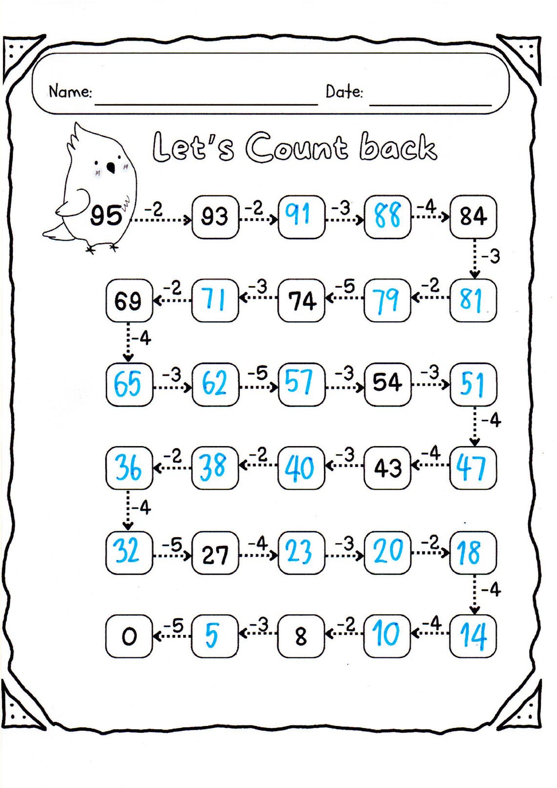 Skip Counting Back by 2 3 4 and 5 Worksheets , Mazes Game / Printable ...