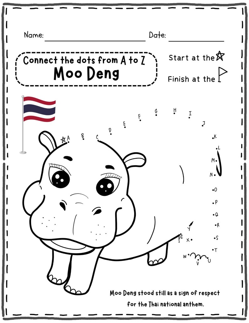 Moo Deng the Pygmy Hippo: Dot to Dot Alphabet Worksheets / Printable ...