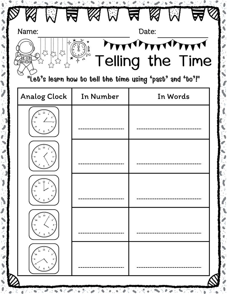 Telling Time Fun : Space-themed Clock Worksheets & Hands-on Activities ...