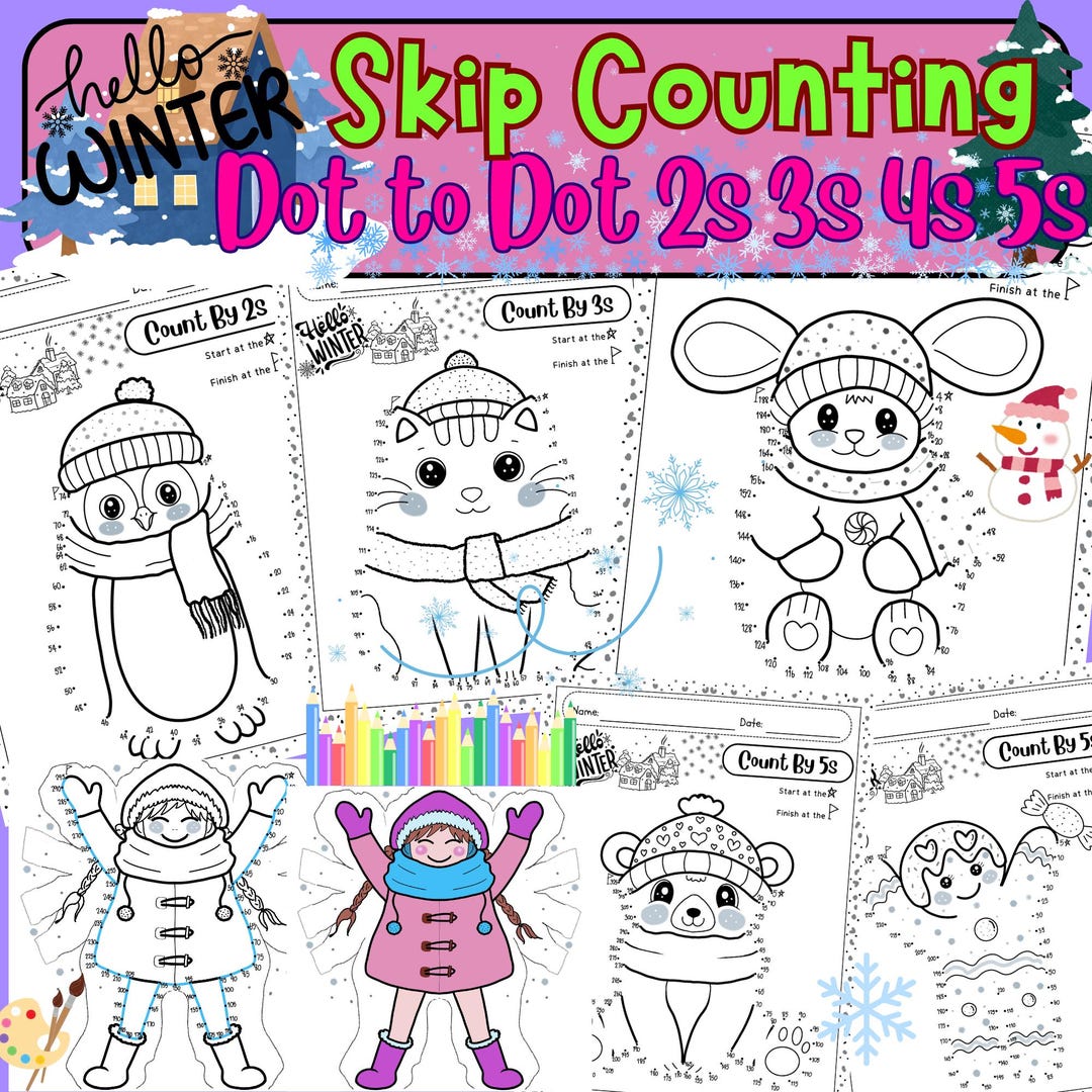 Hello Winter Skip Counting Dot to Dot 2s 3s 4s 5s -fun Winter-themed ...