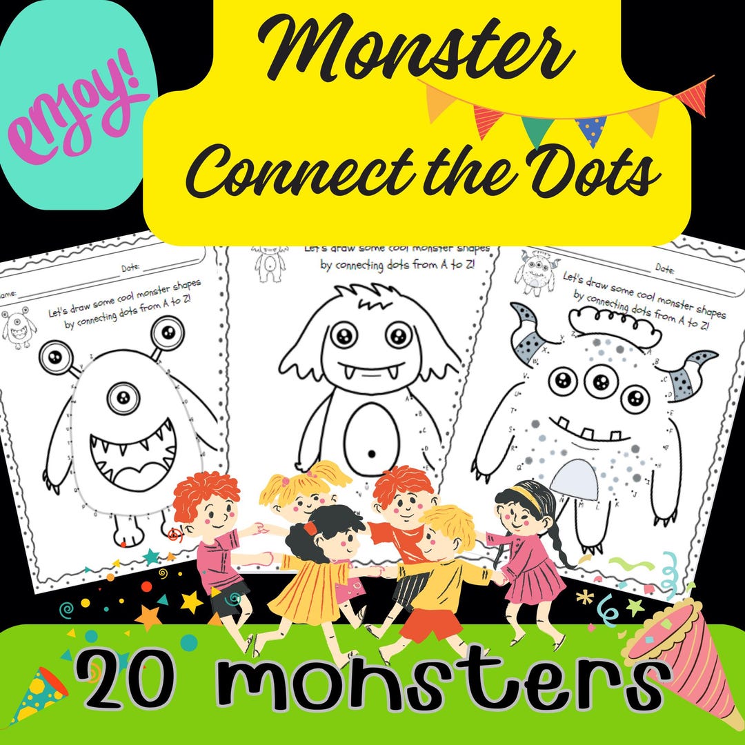 Monster Connect the Dots - Dot to Dot Alphabet Worksheets / Printable ...