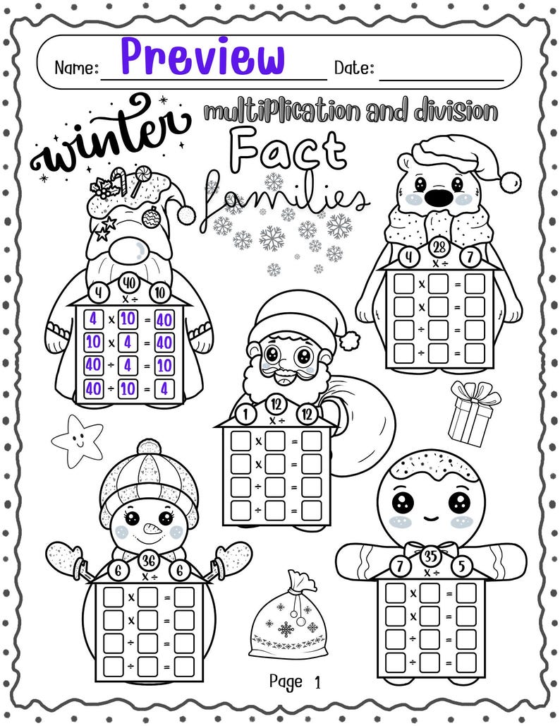 Winter Fact Families: Multiplication & Division + Templates and Quick ...