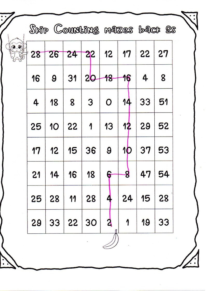 Skip Counting Back by 2 3 4 and 5 Worksheets , Mazes Game / Printable ...