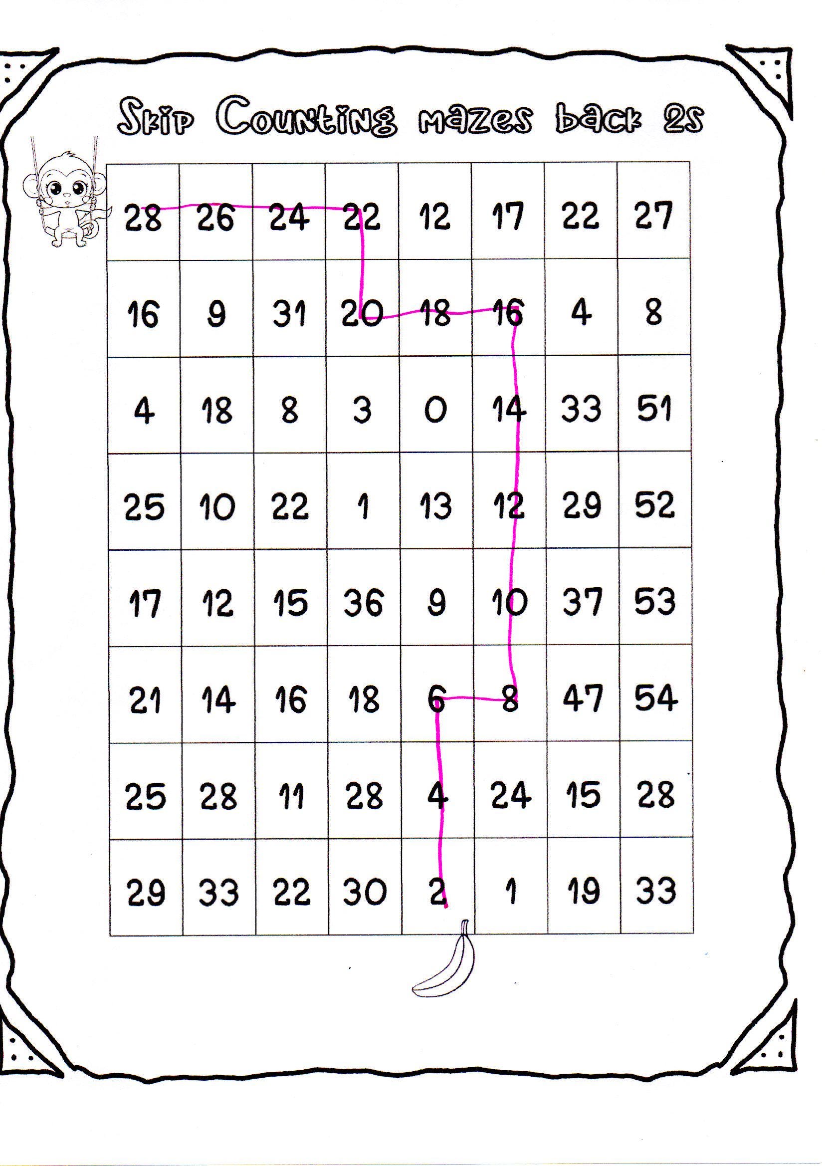 Skip Counting Back by 2 3 4 and 5 Worksheets , Mazes Game / Printable ...