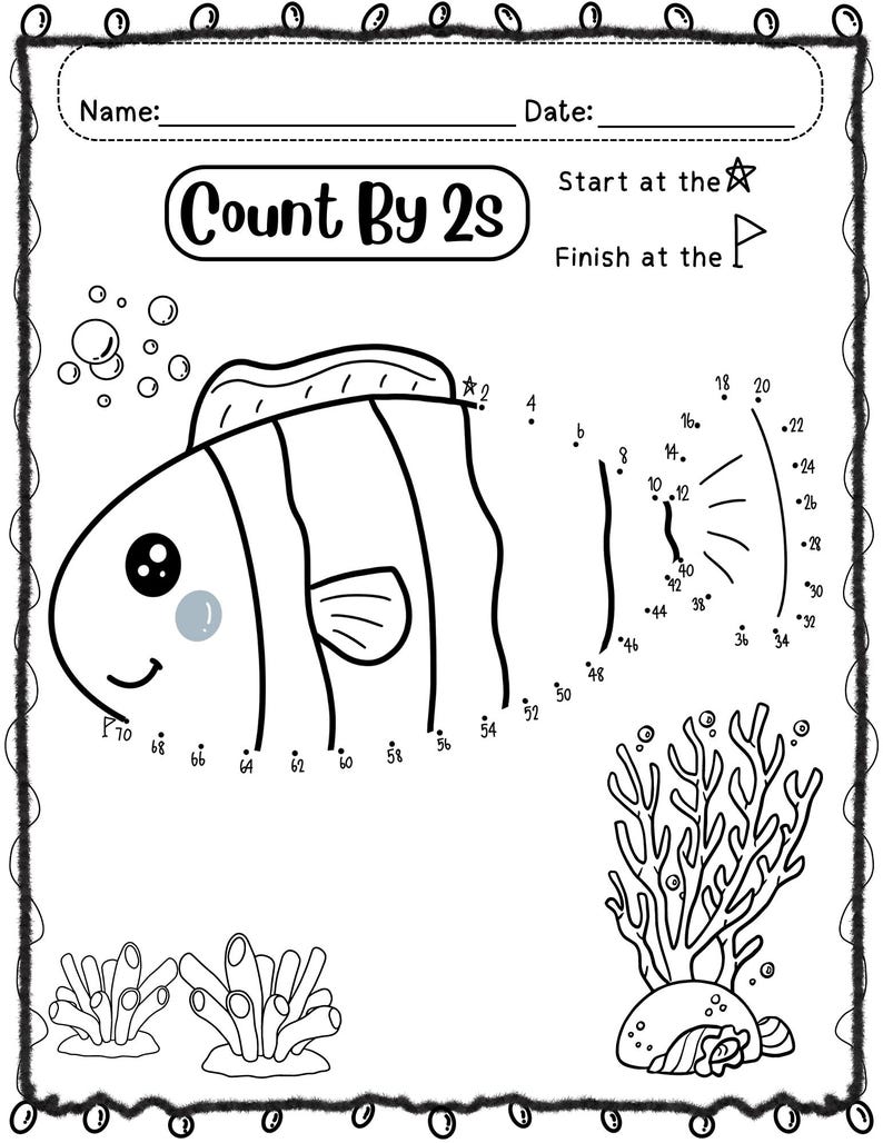 Skip Counting Dot to Dot Worksheets | Count by 2s, 5s, 10s | Fun Ocean ...