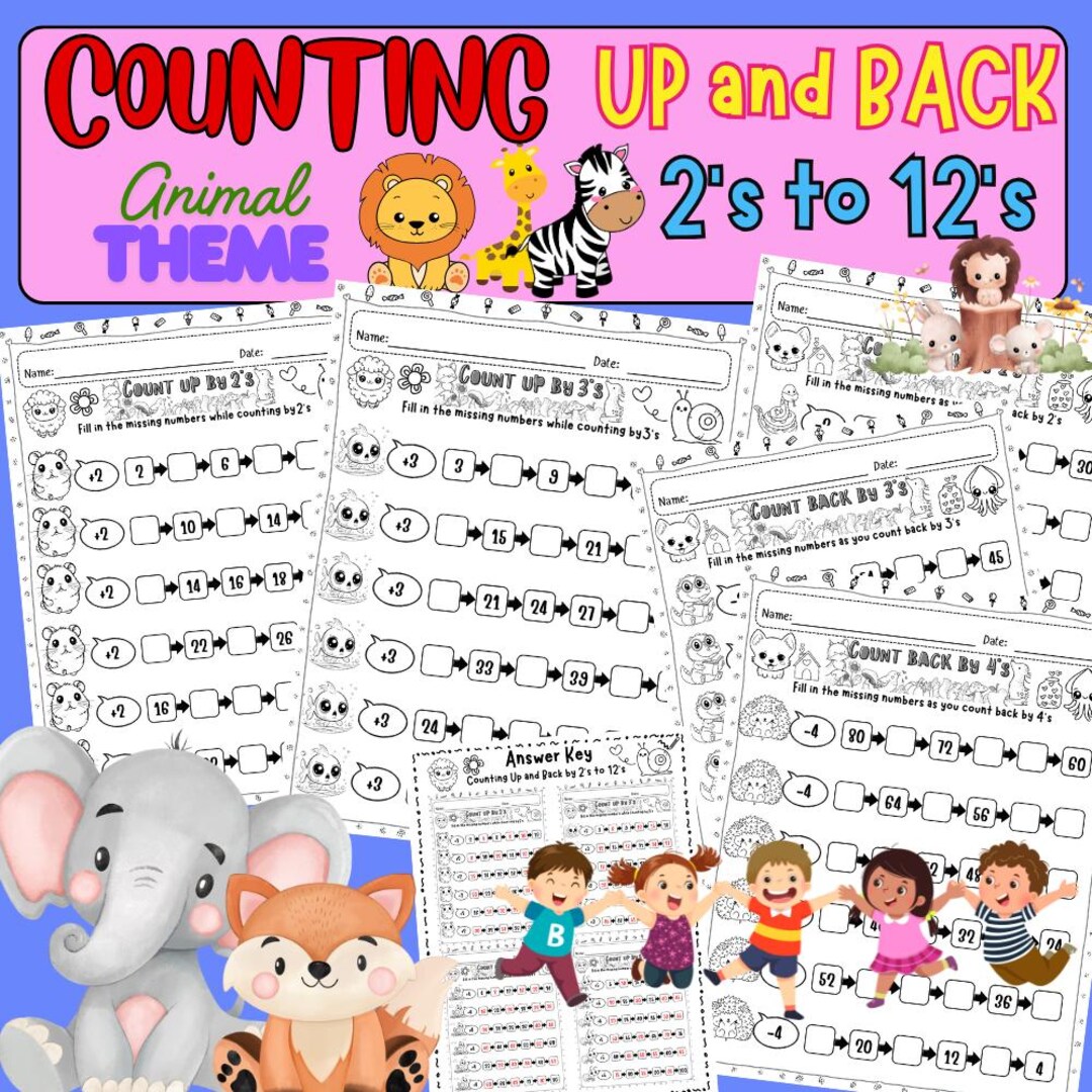 Counting up and Back by 2’s to 12’s | Fun Animal-themed Skip Counting ...