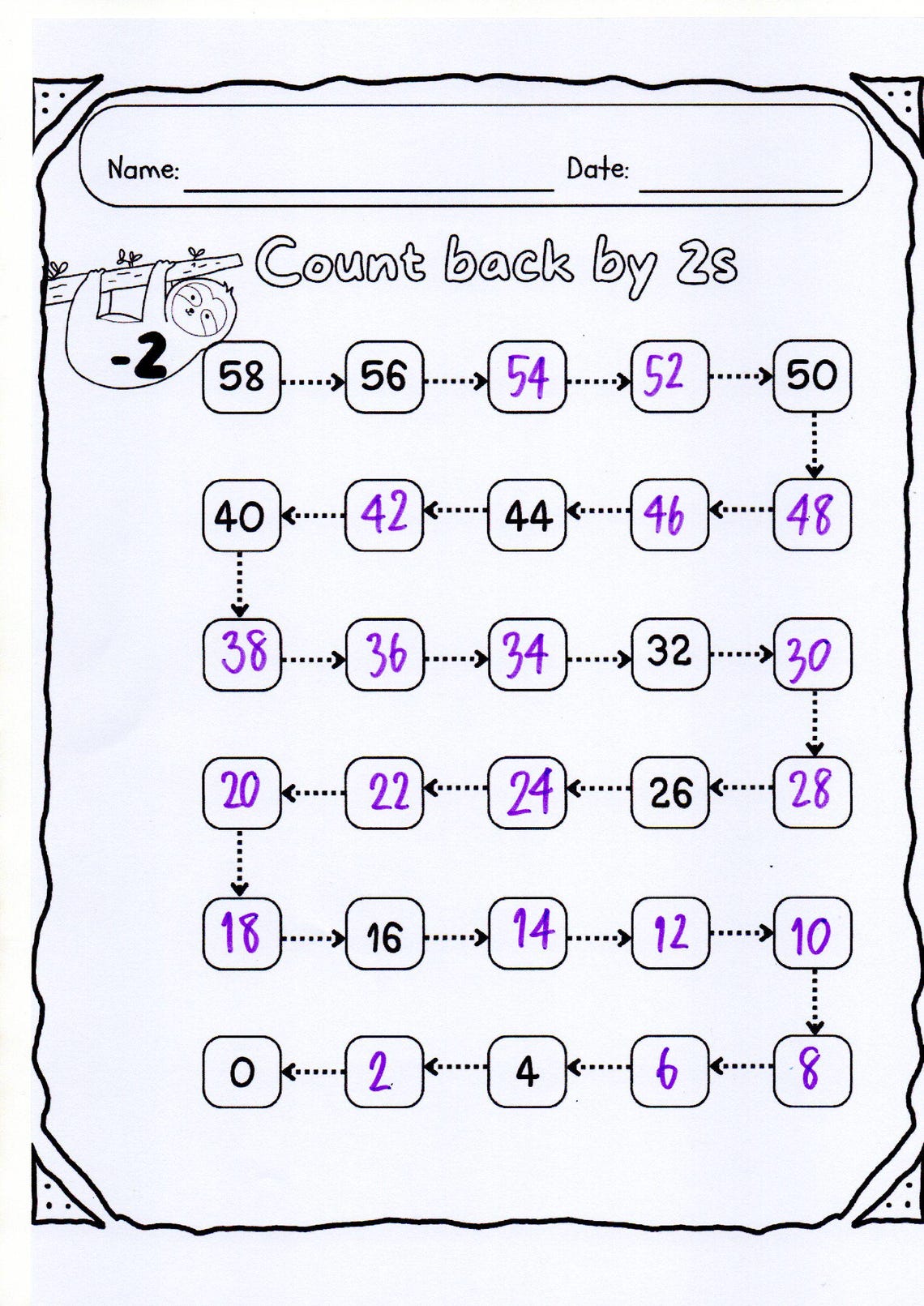 Skip Counting Back by 2 3 4 and 5 Worksheets , Mazes Game / Printable ...