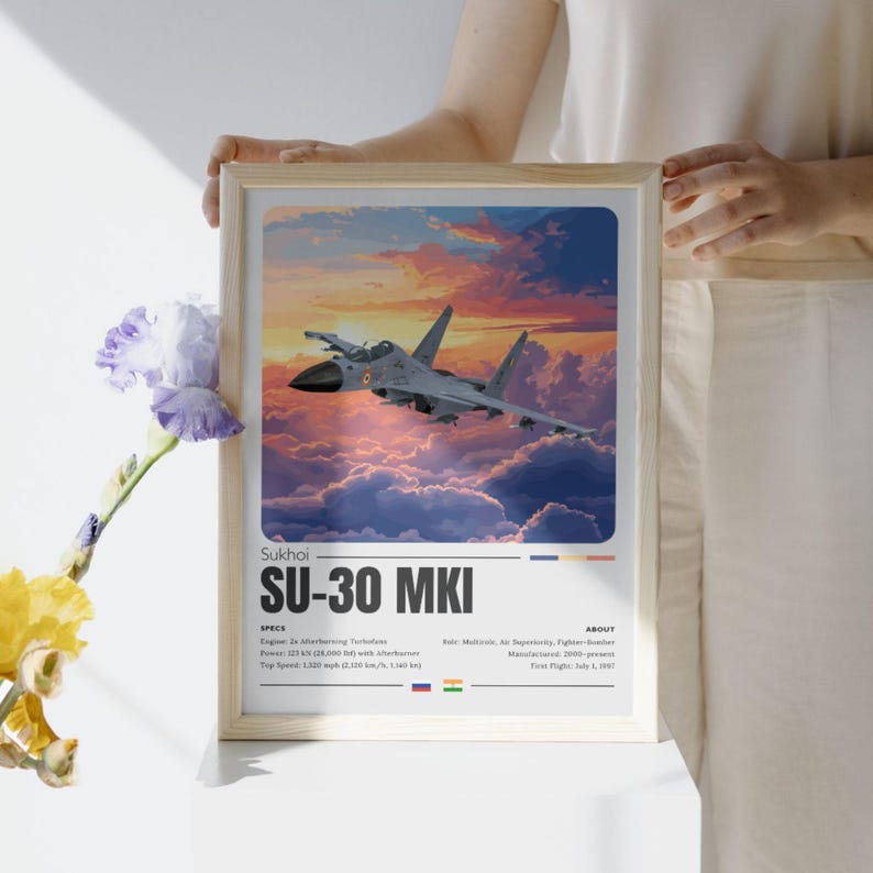 Sukhoi SU-30MKI Fighter Jet Poster – Indian Air Force Aircraft Art ...