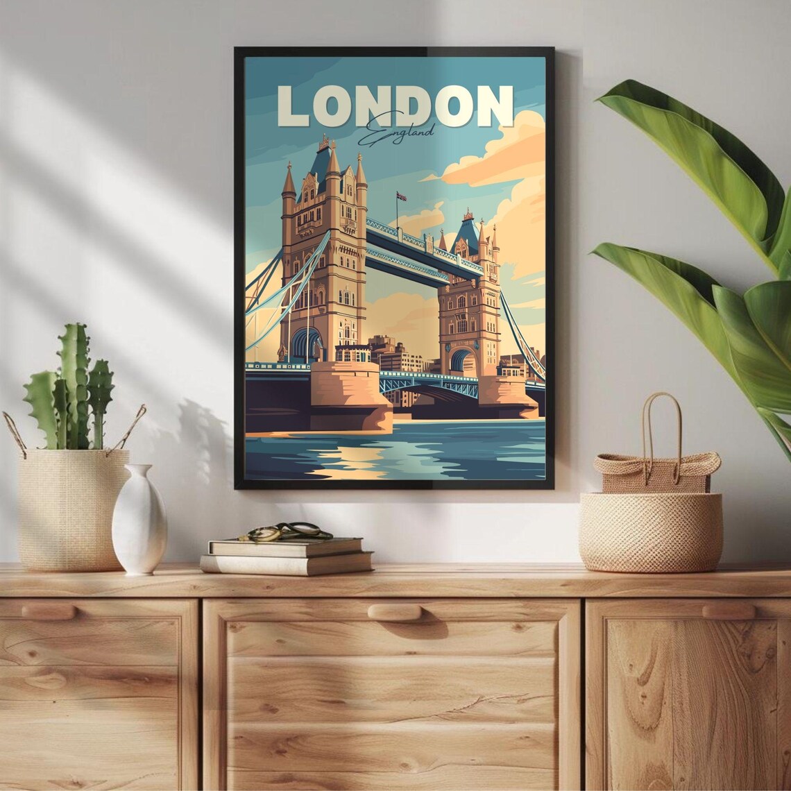 London Tower Bridge Travel Poster – Iconic UK Landmark Wall Art ...