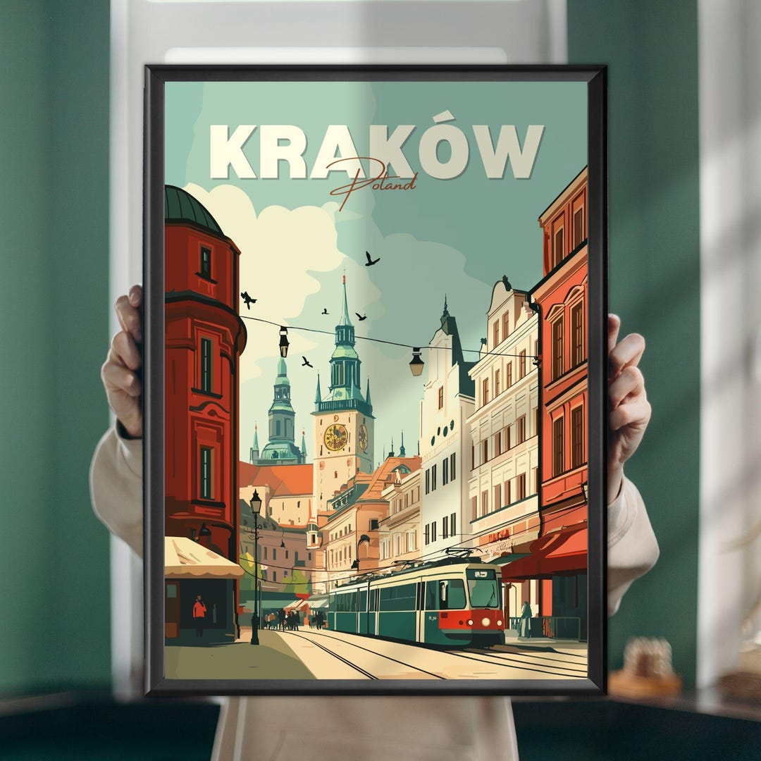 Krakow Poster – Historic Cityscape Art, European Travel Print - Etsy