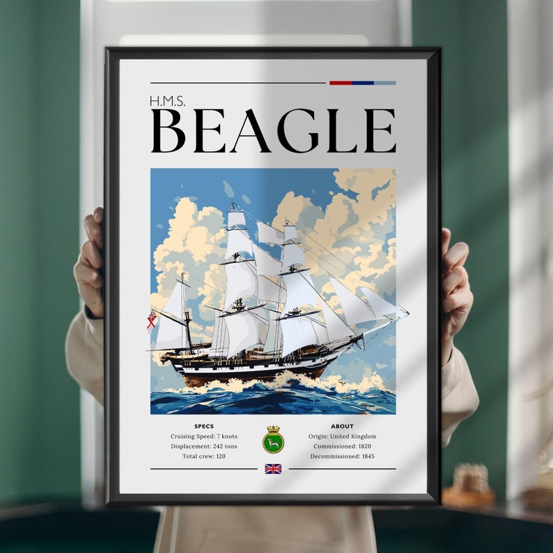 HMS Beagle Poster, Print, Wall Art, Maritime Art, Famous Ships - Etsy