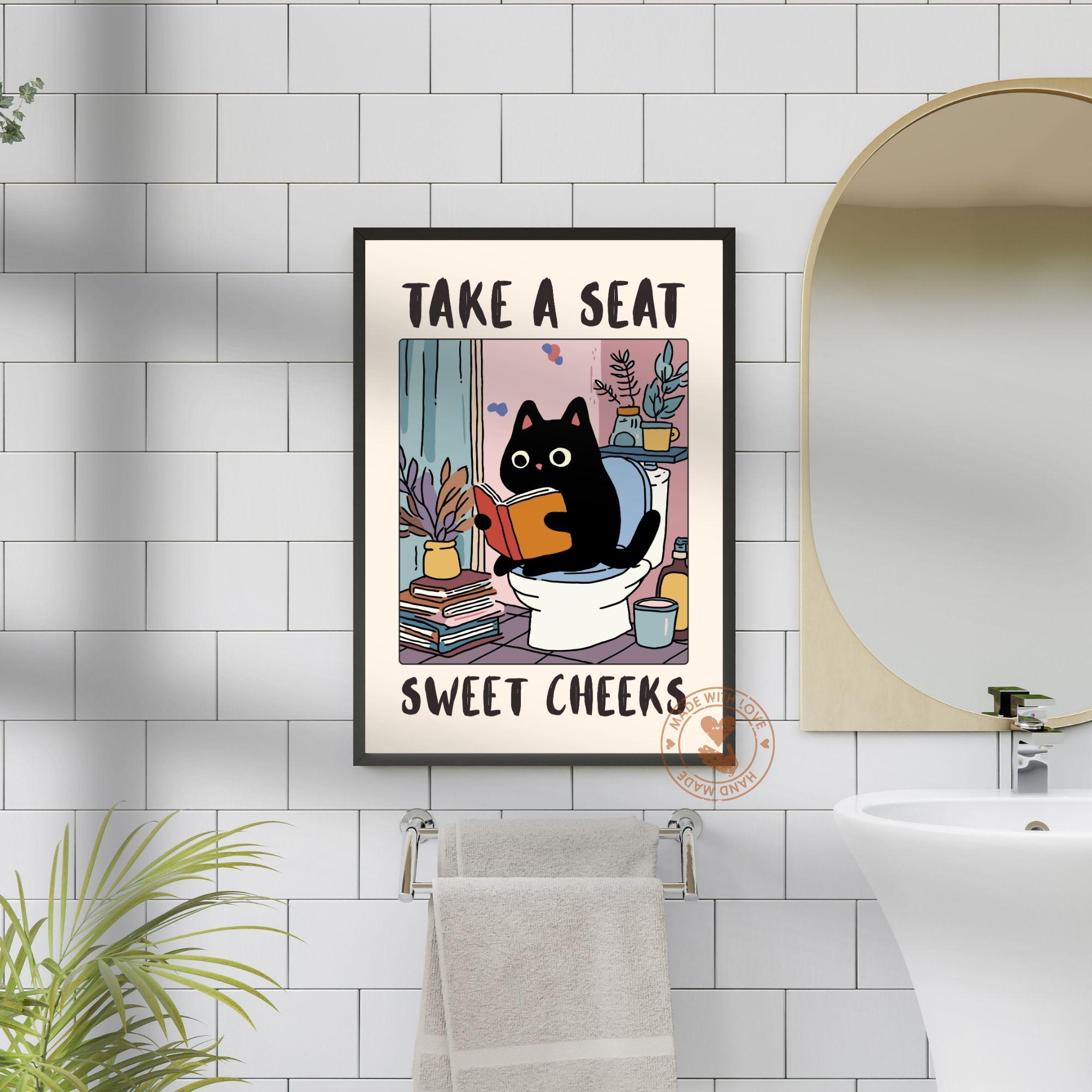 Funny Cat Bathroom Print: Sassy Kitty Toilet Humor Poster - Etsy
