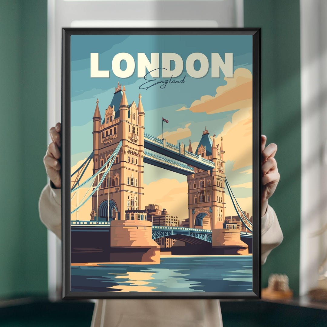 London Tower Bridge Travel Poster – Iconic UK Landmark Wall Art ...
