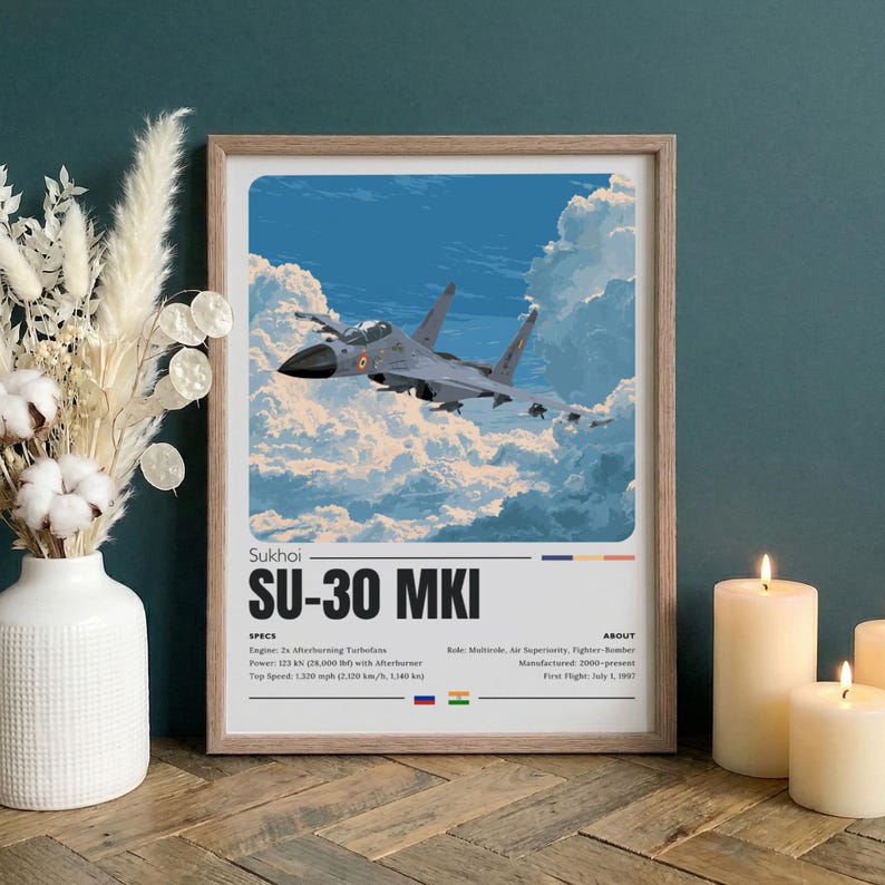 Sukhoi SU-30 MKI Fighter Jet Poster – Indian Air Force Military ...