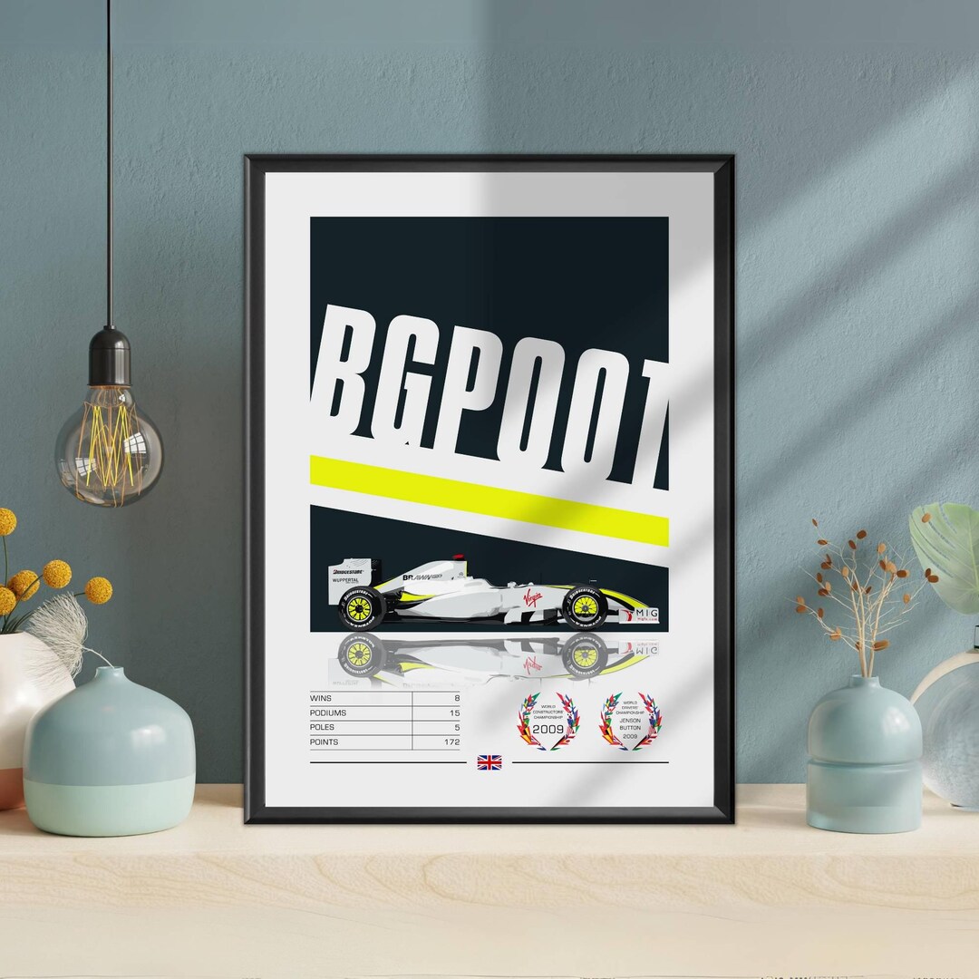 Brawn GP, Brawn GP F1, Formula 1, F1 Merch, Poster, Print, Wall Art - Etsy