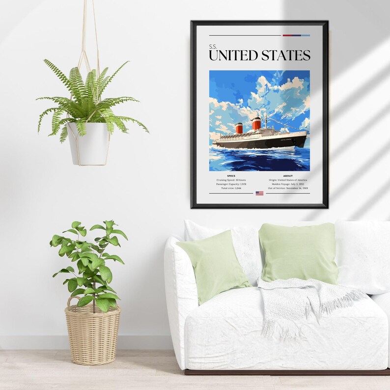 SS United States Poster, Print, Wall Art, Maritime Art, Famous Ships - Etsy