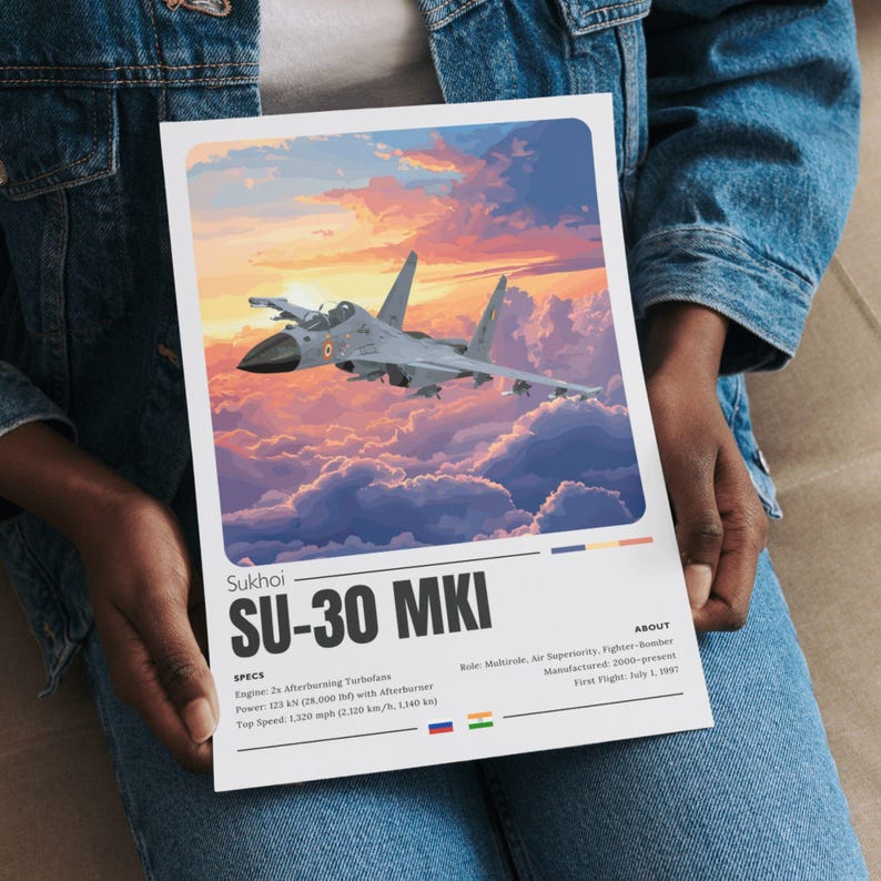 Sukhoi SU-30MKI Fighter Jet Poster – Indian Air Force Aircraft Art ...