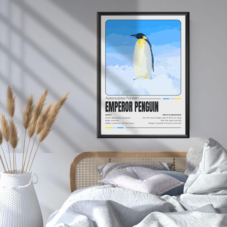 Emperor Penguin Art Print: Antarctic Wildlife Illustration - Etsy