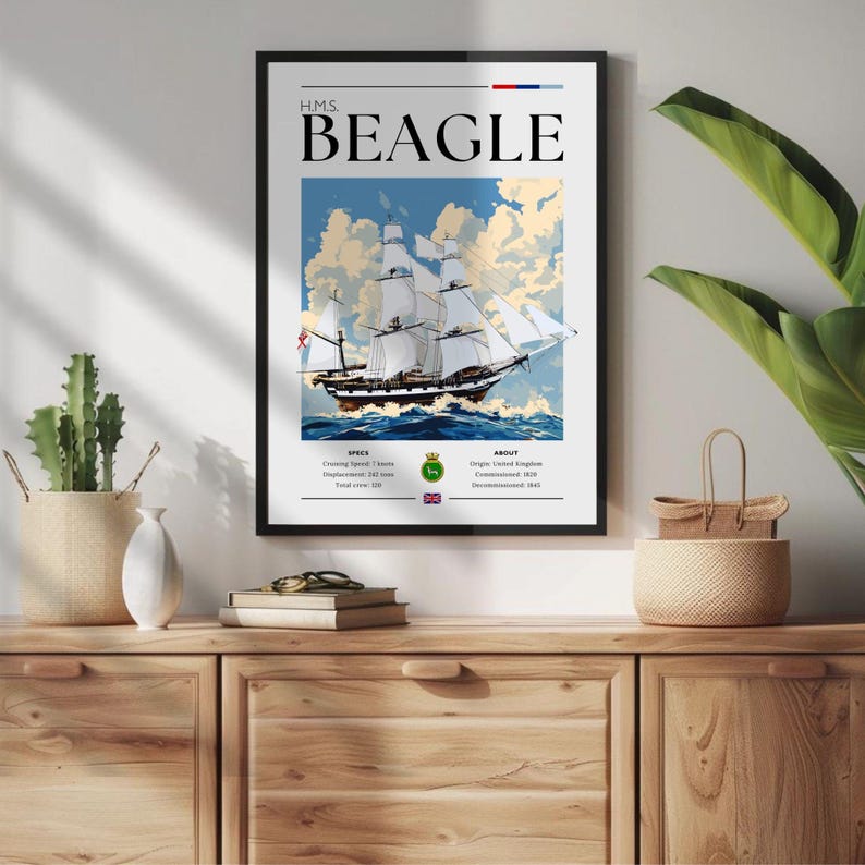 HMS Beagle Poster, Print, Wall Art, Maritime Art, Famous Ships - Etsy