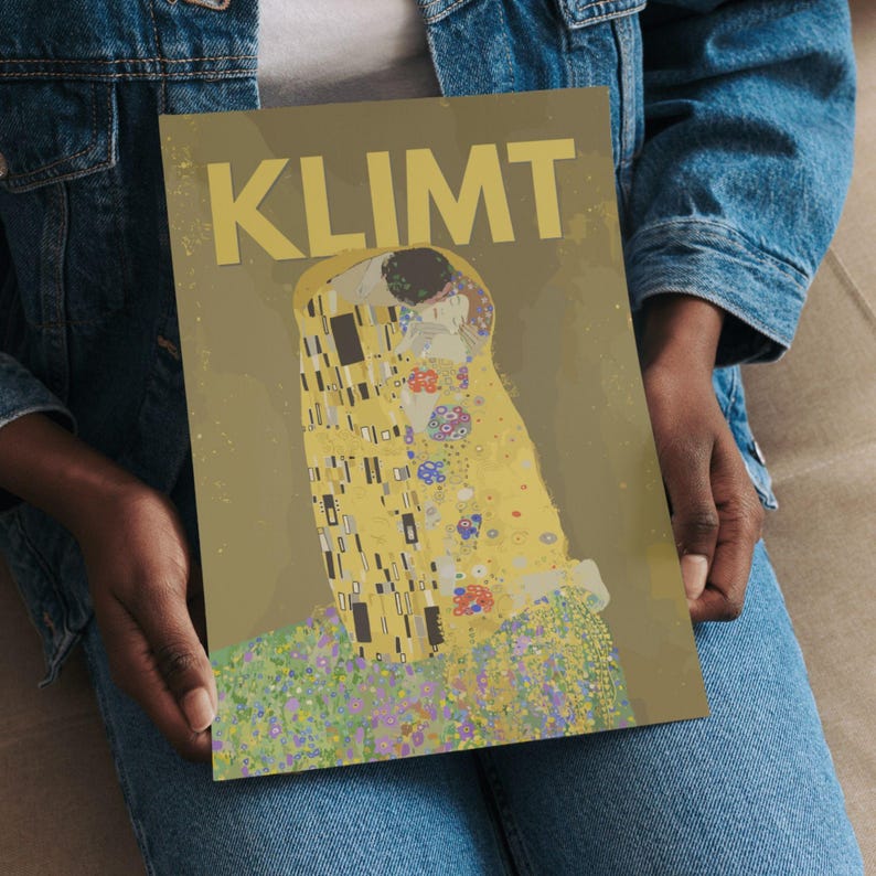 The Kiss - Gustav Klimt Art Print, Modern Gold Design, Romantic Wall ...