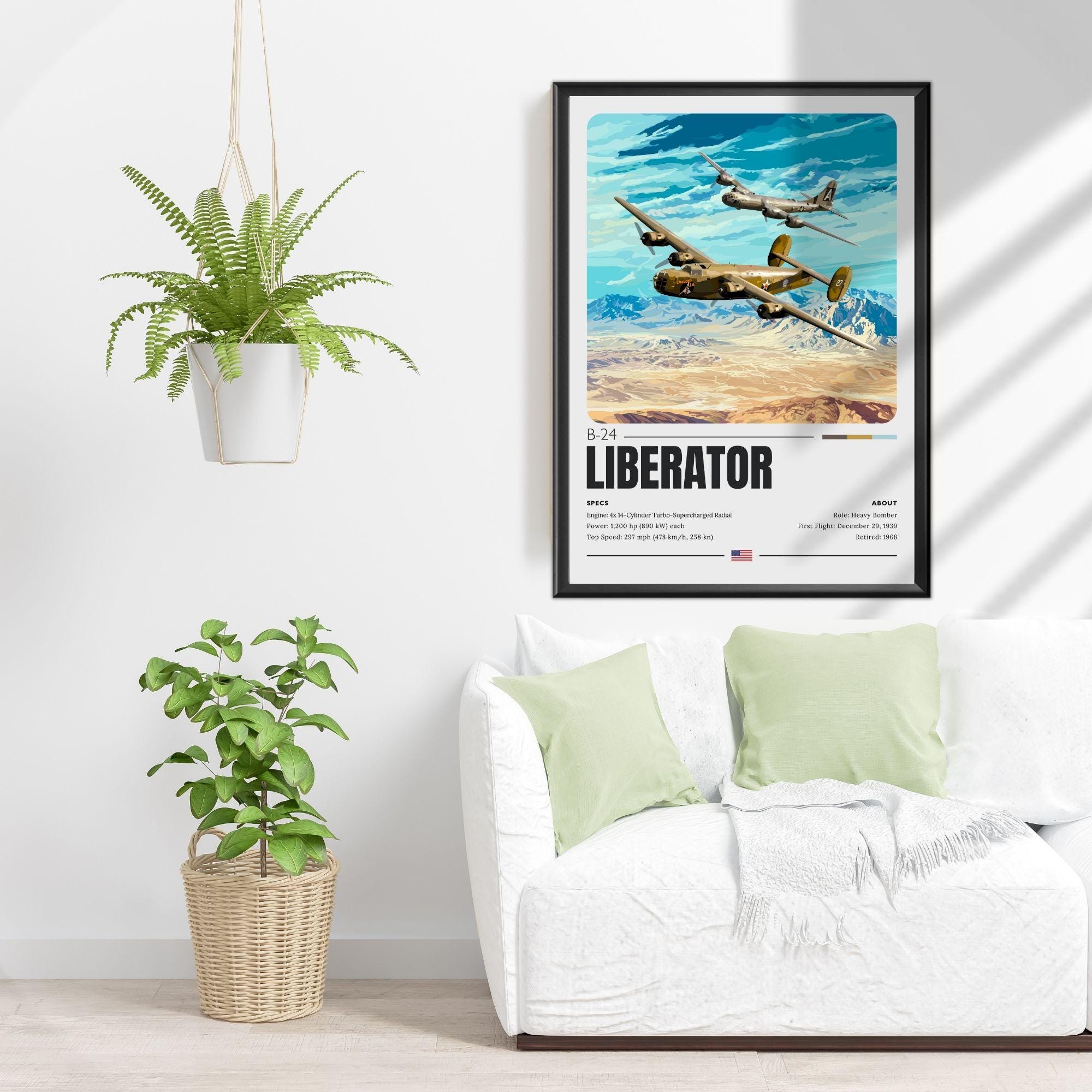 Liberator Aircraft Poster – WWII Bomber Art – Military Aviation Print ...