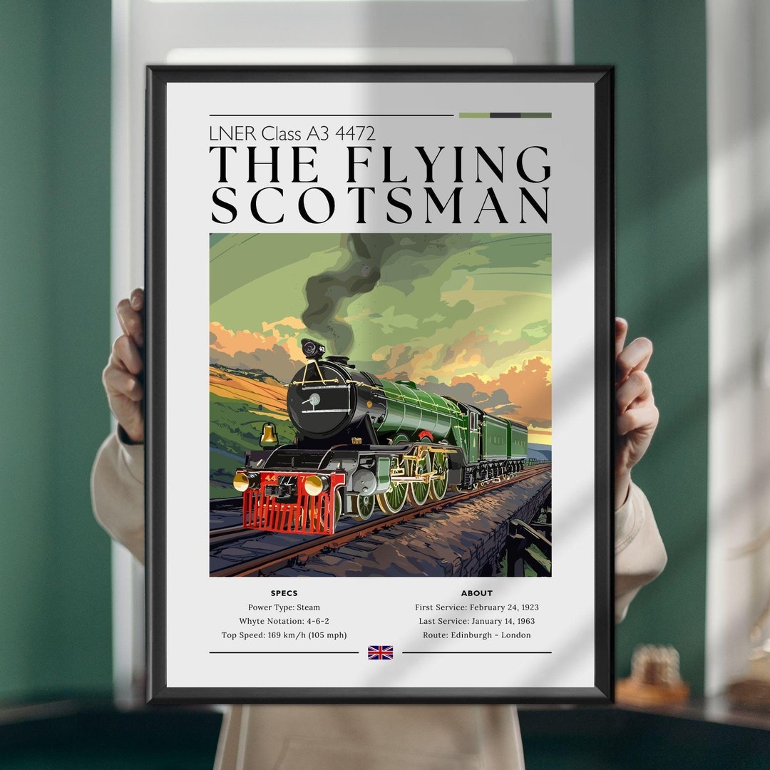 Flying Scotsman Poster, Print, Wall Art, Steam Train, Locomotive ...