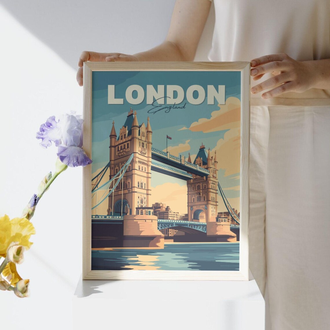 London Tower Bridge Travel Poster – Iconic UK Landmark Wall Art ...