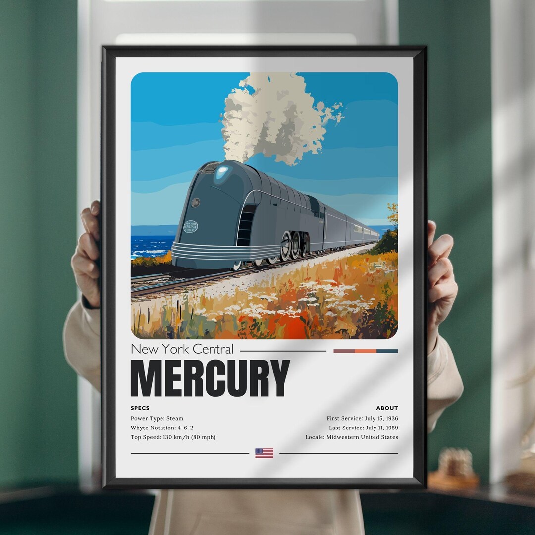 Mercury Poster, Print, Wall Art, Steam Train, Locomotive, Railway - Etsy