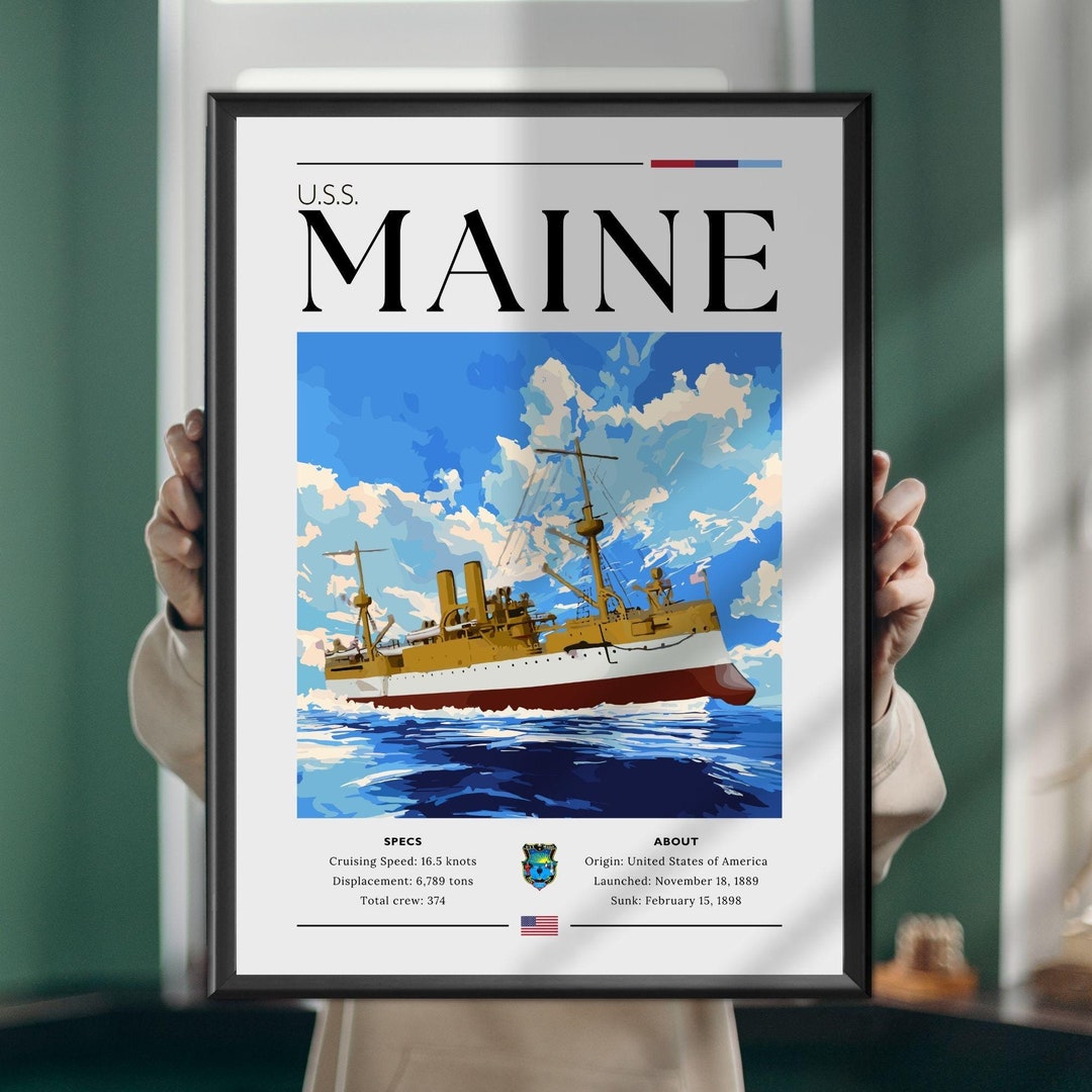 USS Maine Poster, Print, Wall Art, Maritime Art, Famous Ships - Etsy