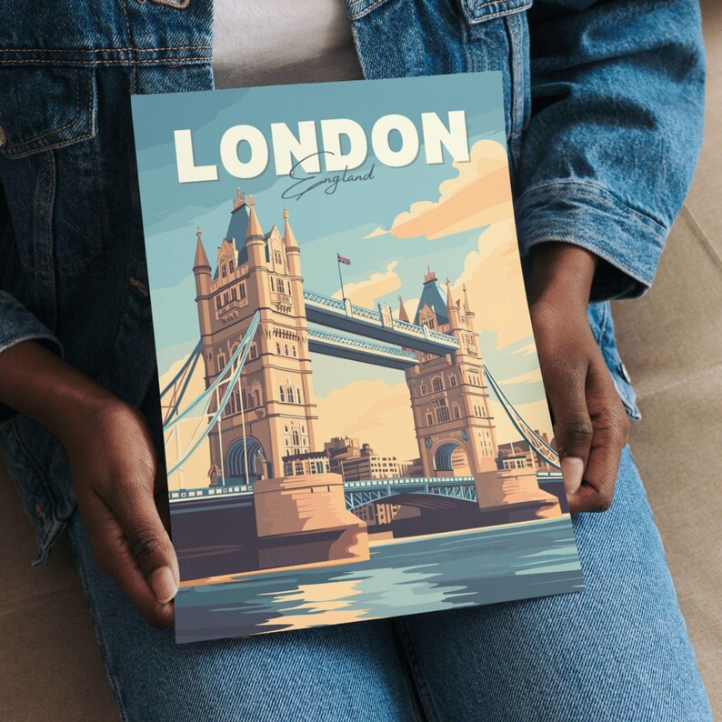 London Tower Bridge Travel Poster – Iconic UK Landmark Wall Art ...