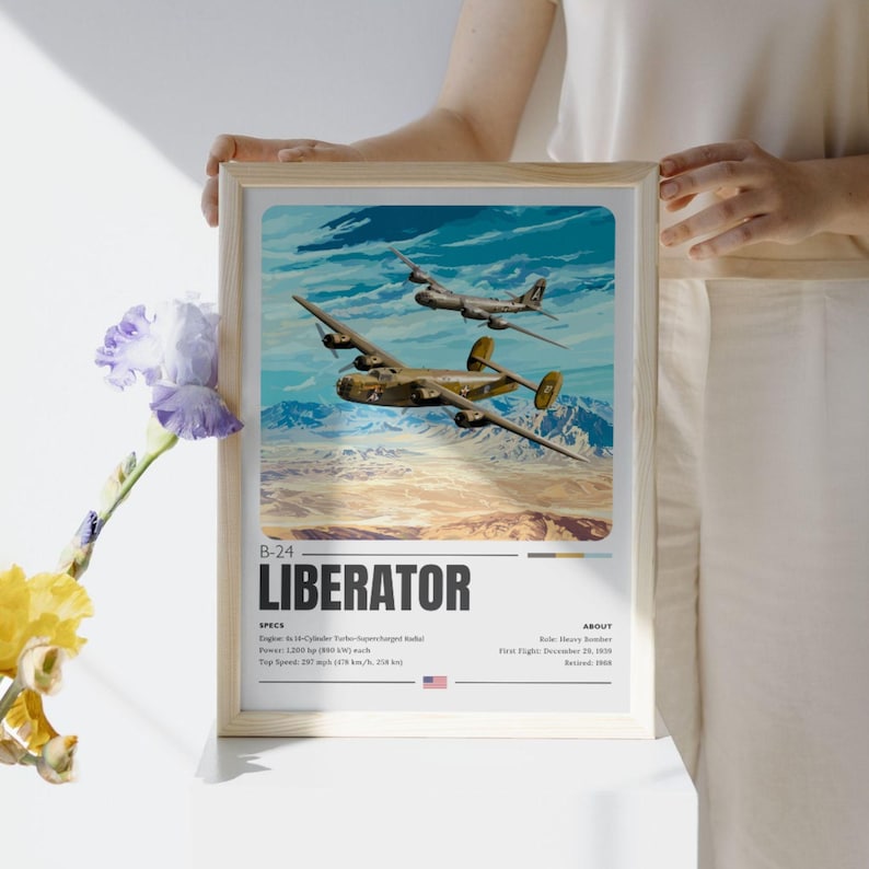 Liberator Aircraft Poster – WWII Bomber Art – Military Aviation Print ...