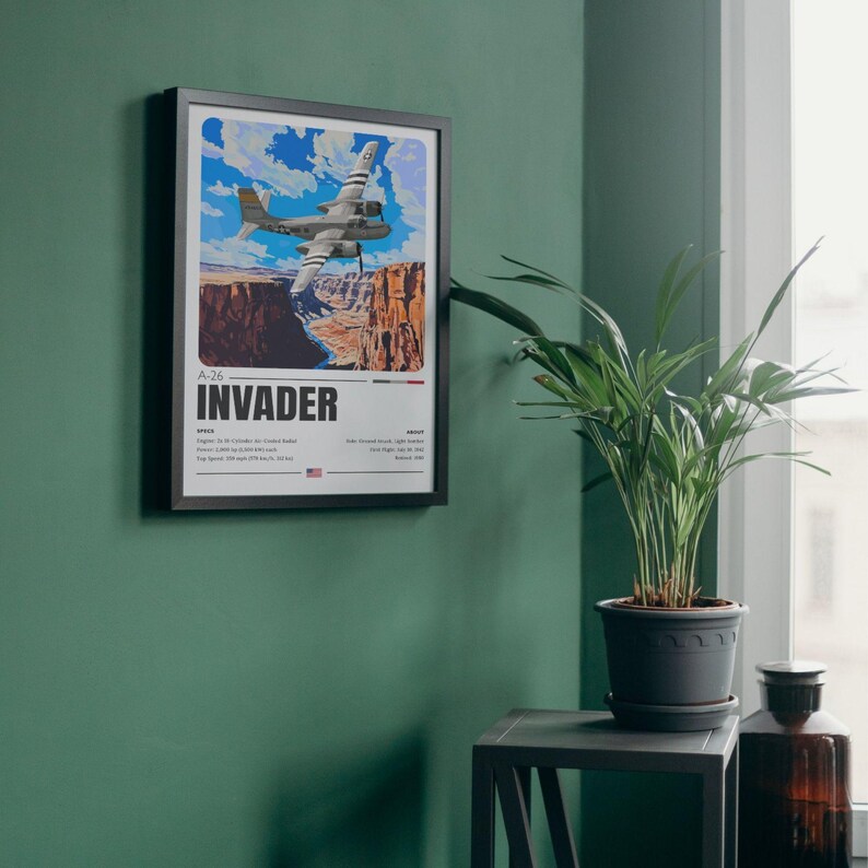 Invader Aircraft Poster – Military Aviation Artwork – WWII Bomber Print ...