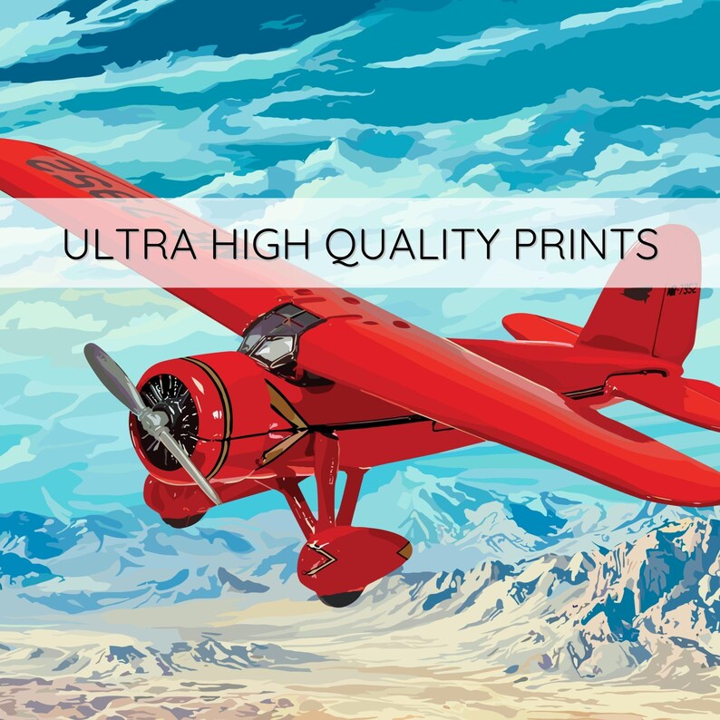 Lockheed Vega 5B Details Poster – Vintage Aircraft Close-up Painting ...