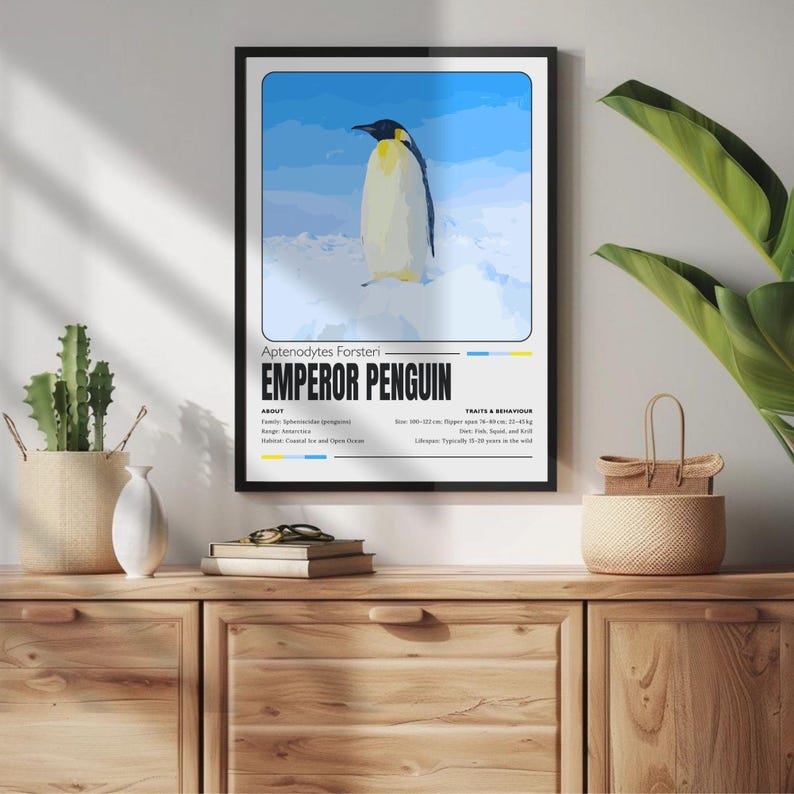 Emperor Penguin Art Print: Antarctic Wildlife Illustration - Etsy