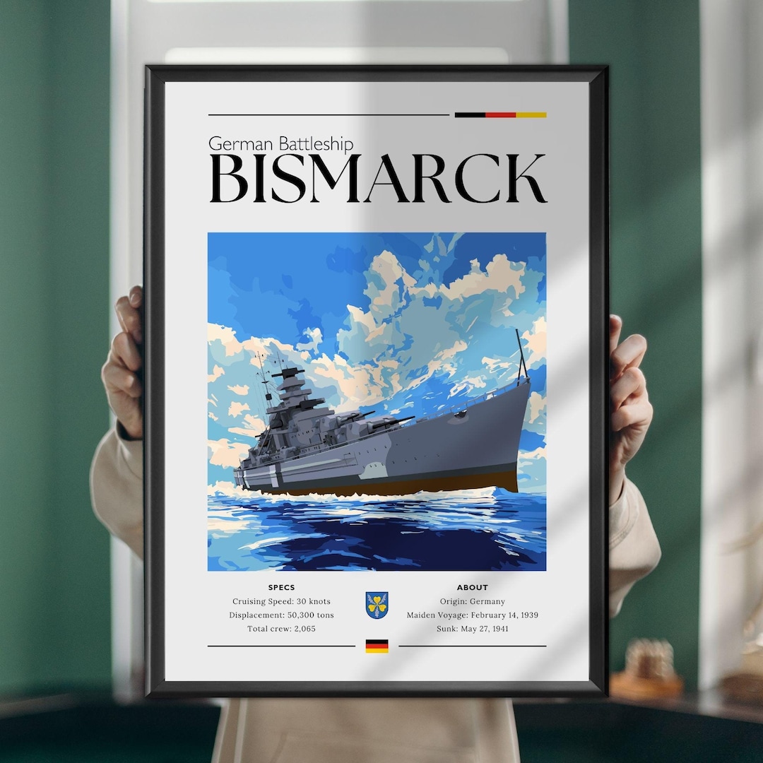 German Battleship Bismarck Poster, Print, Wall Art, Maritime Art ...