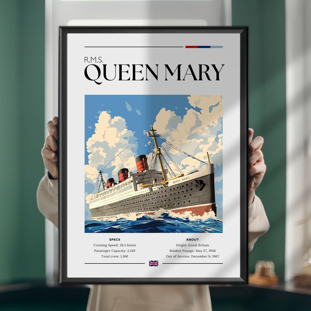 RMS Queen Mary Poster, Print, Wall Art, Maritime Art, Famous Ships - Etsy