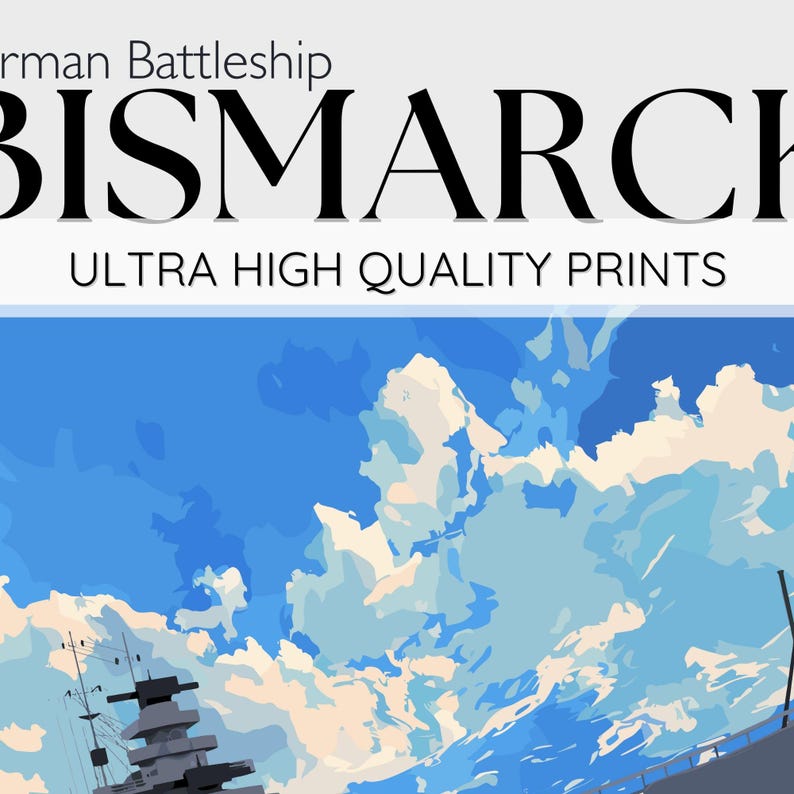 German Battleship Bismarck Poster, Print, Wall Art, Maritime Art ...