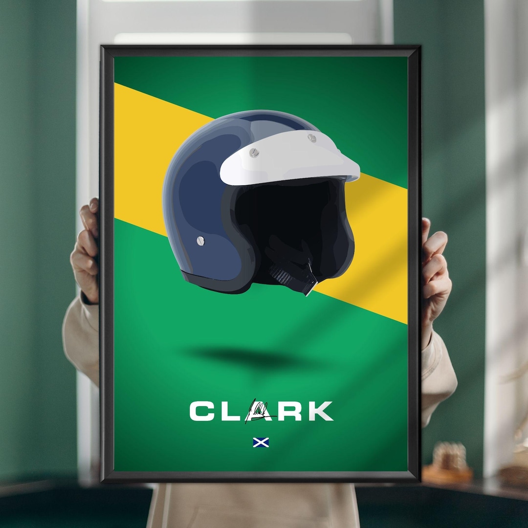Jim Clark Helmet Poster, Lotus F1, Lotus Racing, Formula 1, F1 Merch ...