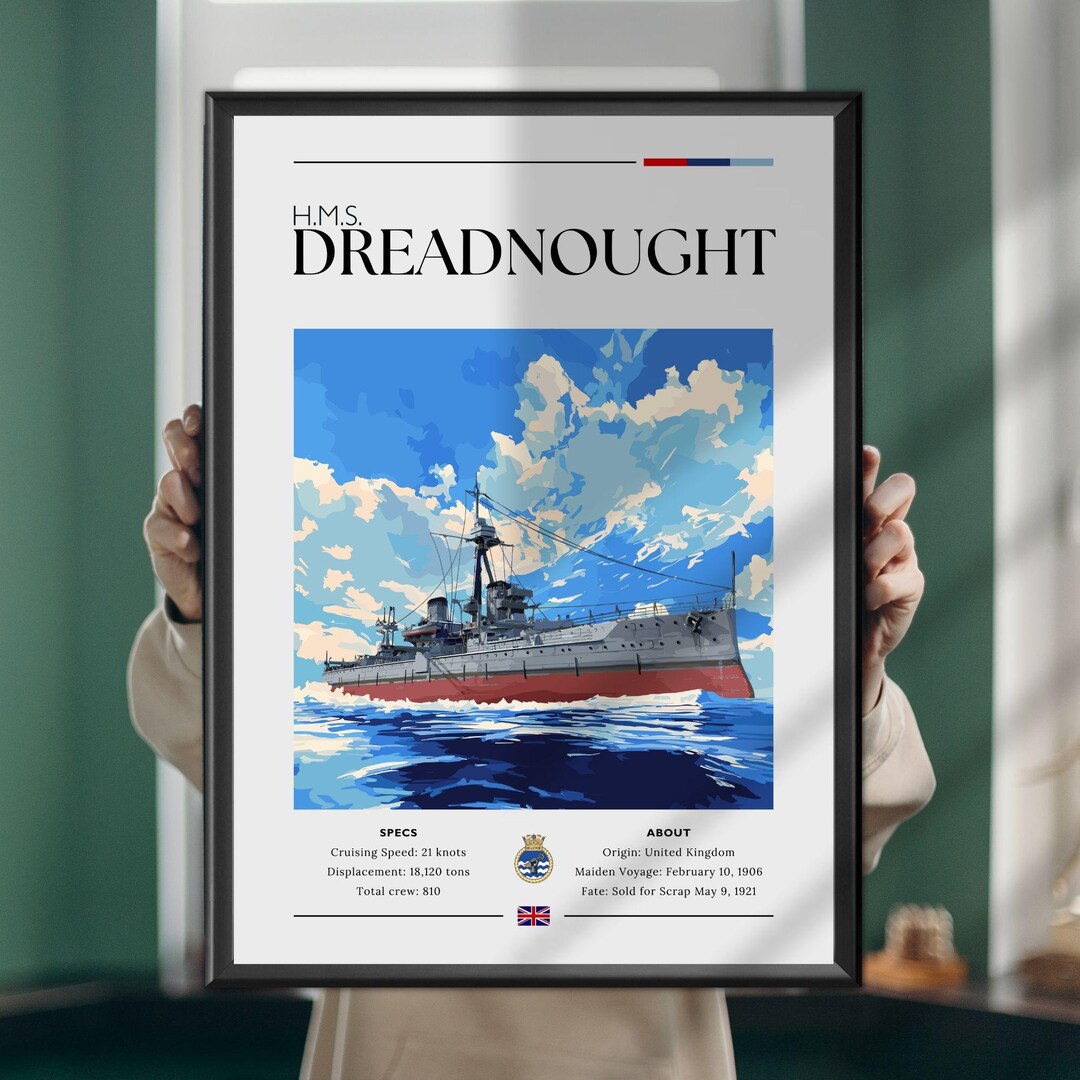 HMS Dreadnought Poster, Print, Wall Art, Maritime Art, Famous Ships - Etsy