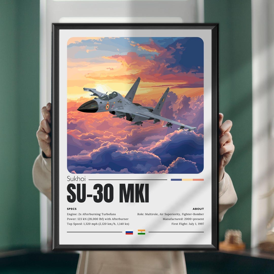 Sukhoi SU-30MKI Fighter Jet Poster – Indian Air Force Aircraft Art ...