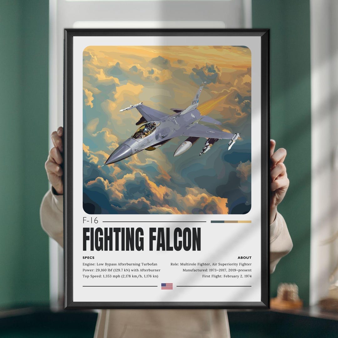 F-16 Fighting Falcon Poster – Legendary USAF Jet Fighter Print ...