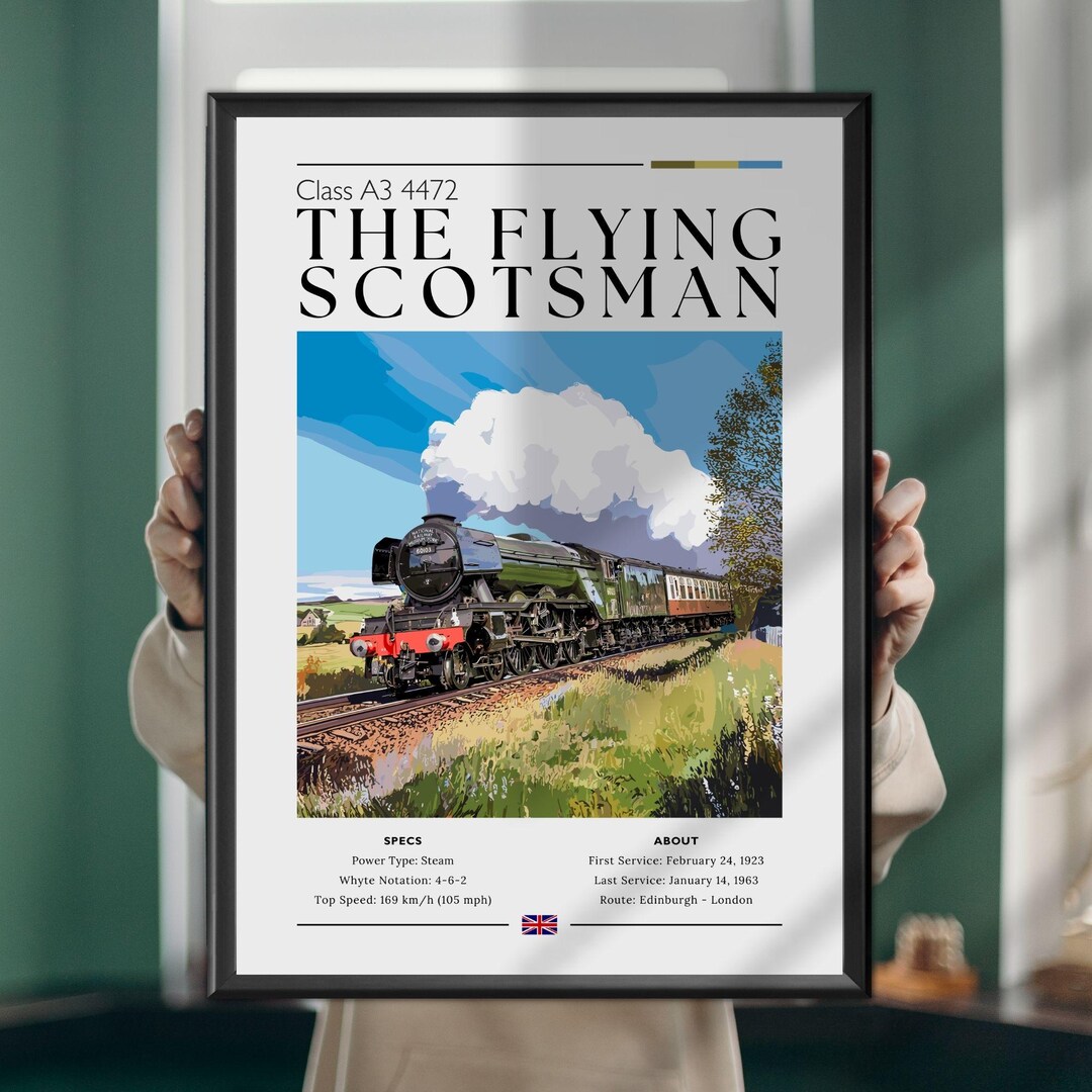 Flying Scotsman, Poster, Print, Wall Art, Steam Train, Locomotive ...
