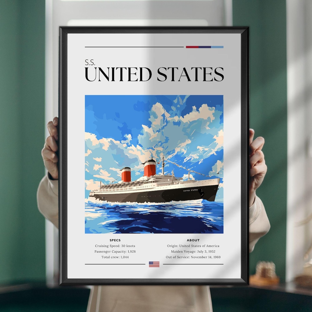SS United States Poster, Print, Wall Art, Maritime Art, Famous Ships - Etsy